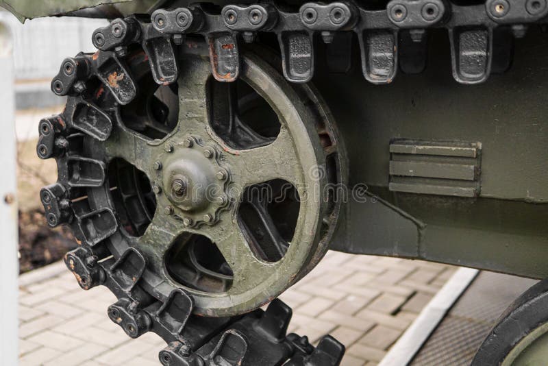 Tank Tracks. Tank of the Second World War. Track Armor Close-up. Black ...