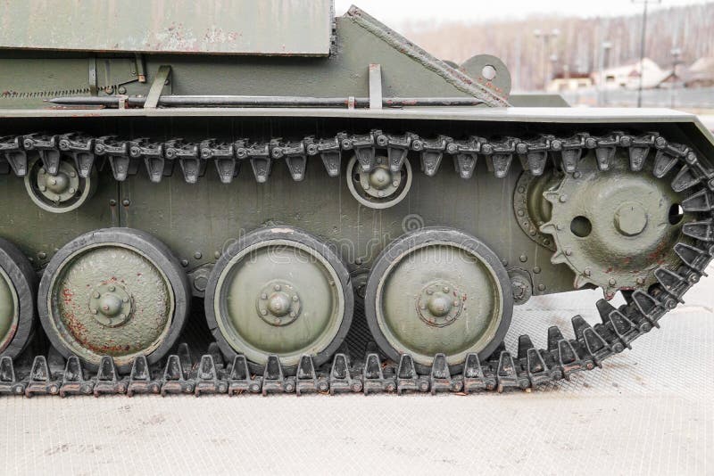 Tank Tracks. Tank of the Second World War. Track Armor Close-up. Black ...