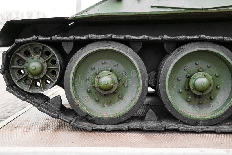Tank Tracks. Tank of the Second World War. Track Armor Close-up. Black ...