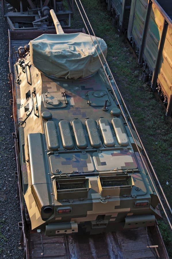 Tank on Train stock image. Image of railway, armor, forces - 38331095