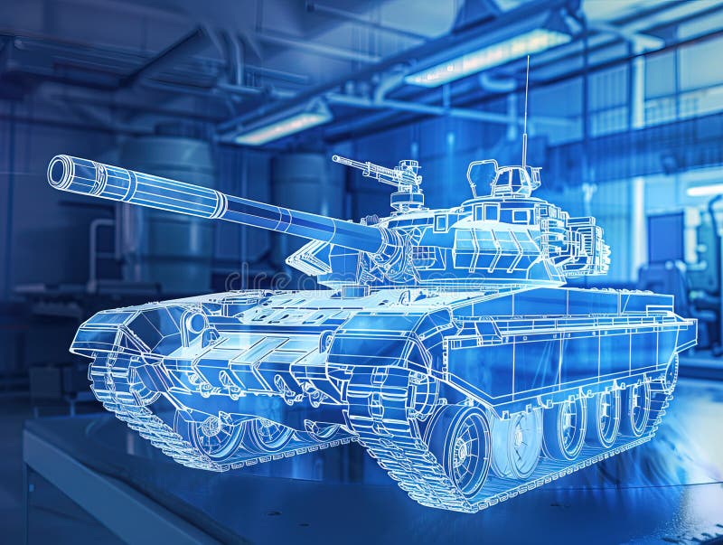 Tank Visualization with Augmented Reality Transparent Tank in Studio Drawing in Blue Colors ...