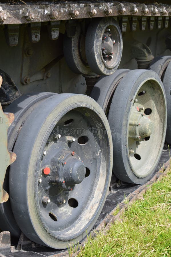 Tank wheels and tracks. stock photo. Image of british - 74127374
