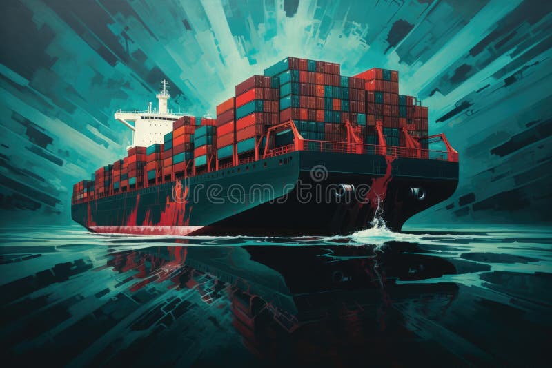 Tanker. a Ship Carrying Containers. a Cargo Ship Stock Illustration ...