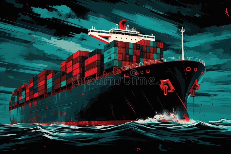 Tanker. a Ship Carrying Containers. a Cargo Ship Stock Illustration ...