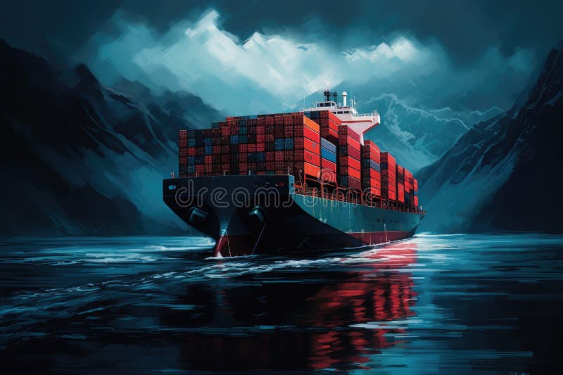 Tanker. a Ship Carrying Containers. a Cargo Ship Stock Illustration ...