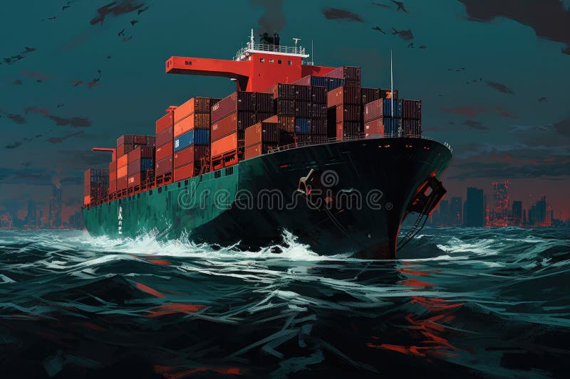 Tanker. a Ship Carrying Containers. a Cargo Ship Stock Photo - Image of ...