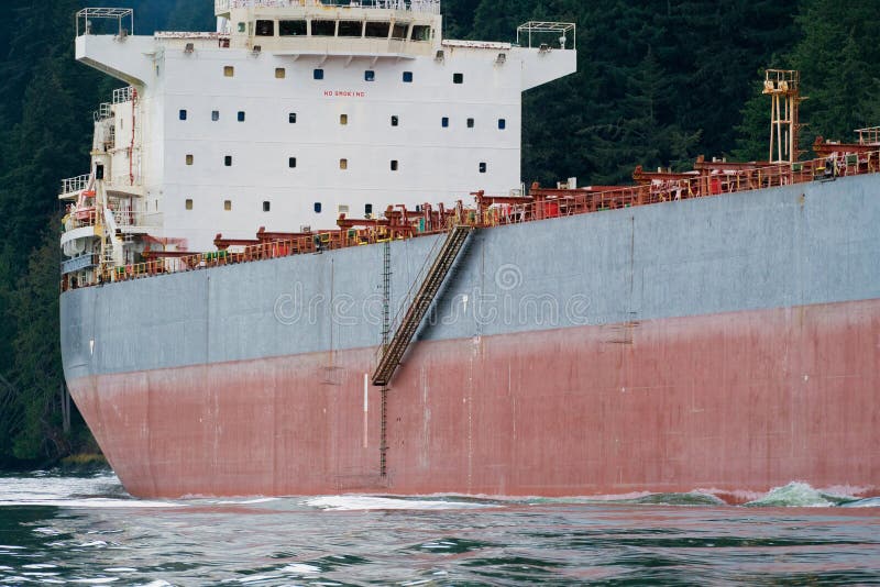 Tanker Ship Close Up, Running on the Columbia River. Stock Image ...