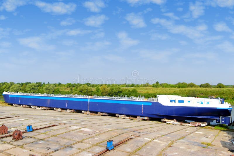 Tanker Ship Ready for Launching in Water Stock Photo - Image of marine ...