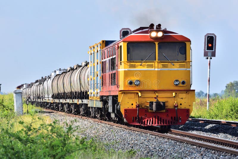 Tanker-train on the Railway. Stock Photo - Image of rail, station ...