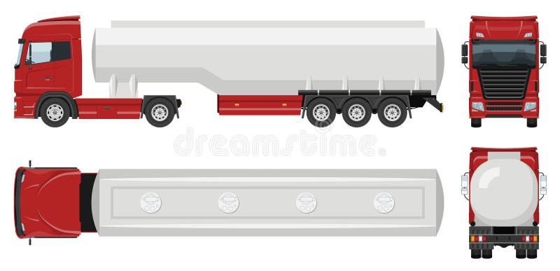 Tanker Truck Vector Template Side, Front, Back Top View Stock Vector ...