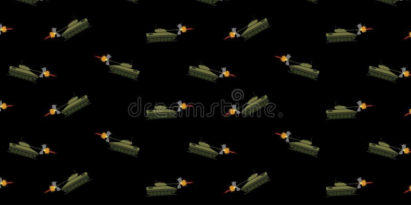 Tanks in Action on a Dark Background Pattern Stock Illustration ...
