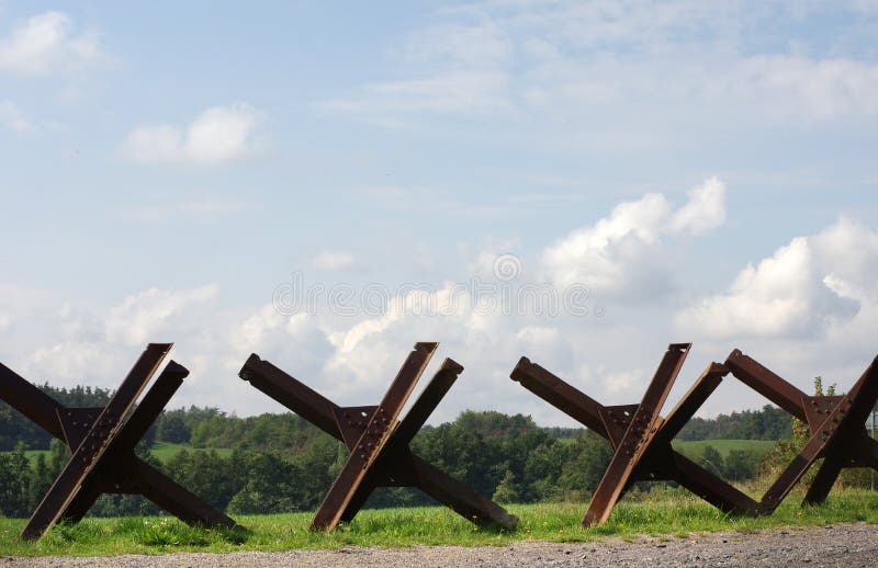 Tanks barrier border zone stock image. Image of defense - 59596015