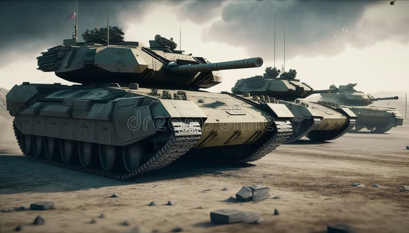 Tanks in a Battlefront Background. Generative AI Stock Illustration ...