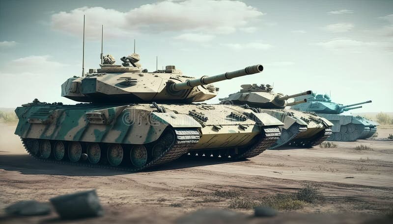 Tanks in a Battlefront Background. Generative AI Stock Illustration ...