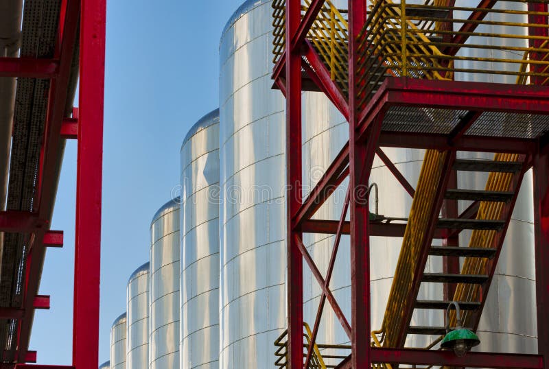 Tanks for Beer Fermentation. Beer and Draft Beer Production Plant Stock ...