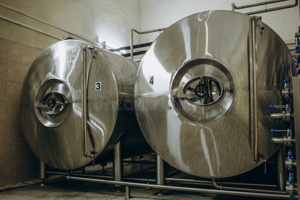 Tanks for Beer Storage. Modern Brewing Production. Stock Photo - Image ...