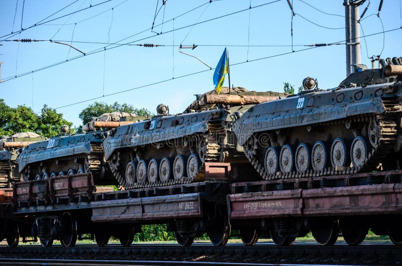 Tanks on a Freight Platform Stock Image - Image of military, protection ...