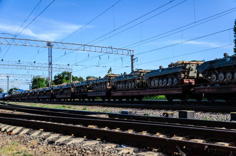 Tanks on a Freight Platform Stock Image - Image of military, protection ...