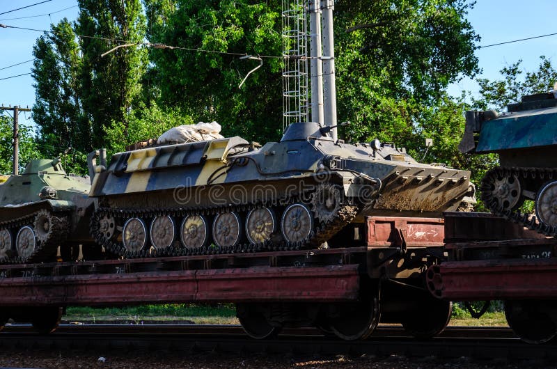 Tanks on a Freight Platform Stock Photo - Image of army, defense: 156013904