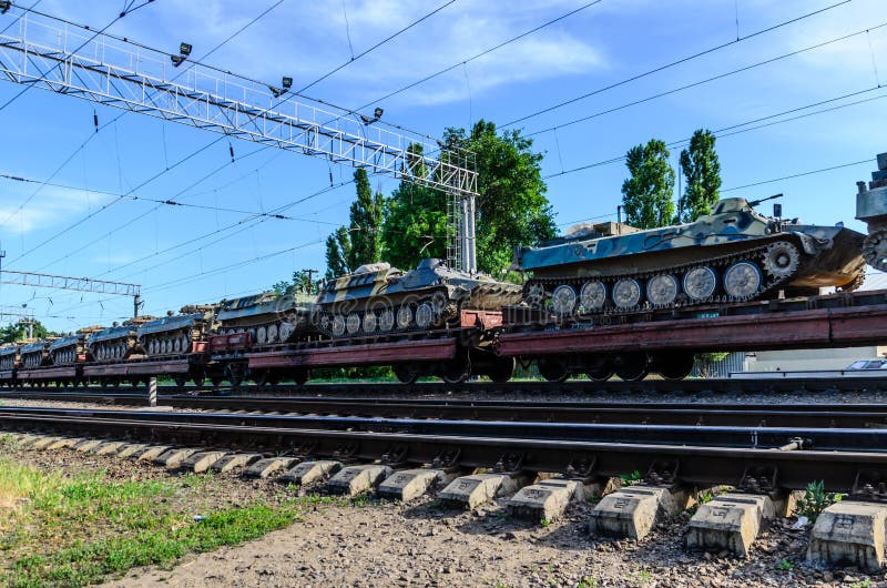 Tanks on a Freight Platform Stock Photo - Image of heavy, outdoor ...