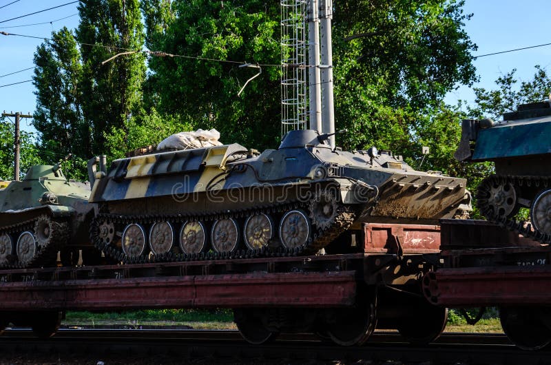 Tanks on a Freight Platform Editorial Stock Image - Image of power ...