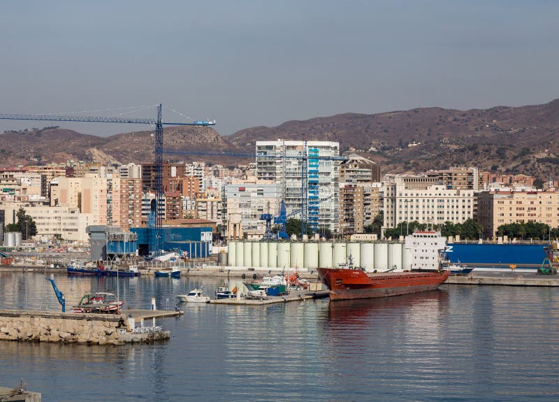 Tanks and Freighters on Coast of Malaga Editorial Photography - Image ...