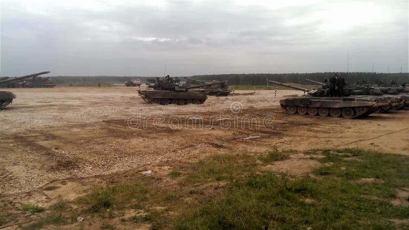 At the Military Training Ground There is a Tank and Shoots, Aerial View ...