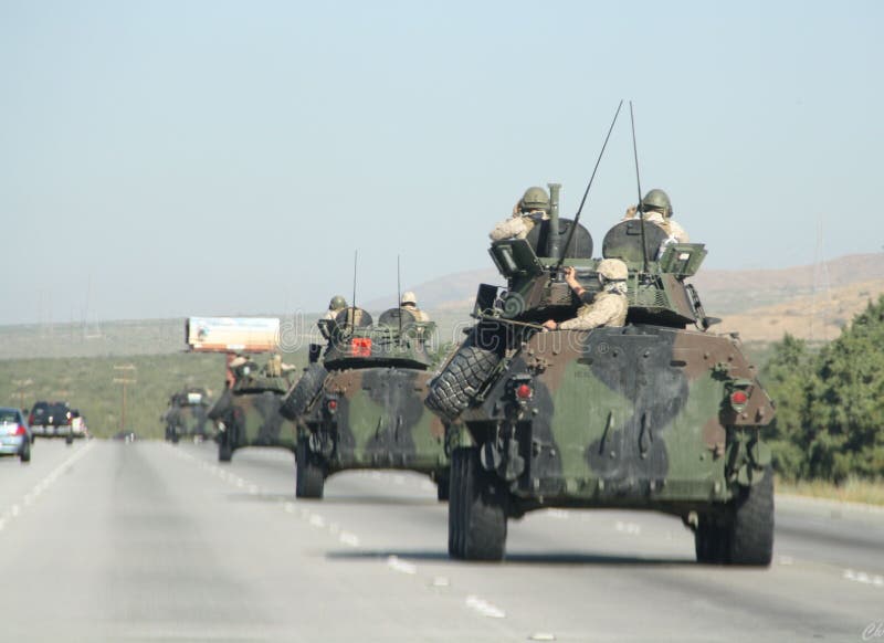 Tanks on Highway editorial stock image. Image of tanks - 42312839