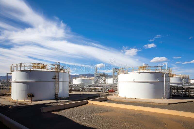 Tank Farm with Rows of Oil Storage Tanks. Stock Illustration ...