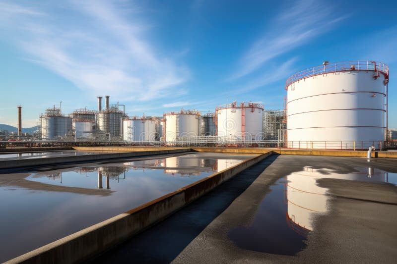 Tank Farm with Rows of Oil Storage Tanks. Stock Illustration ...
