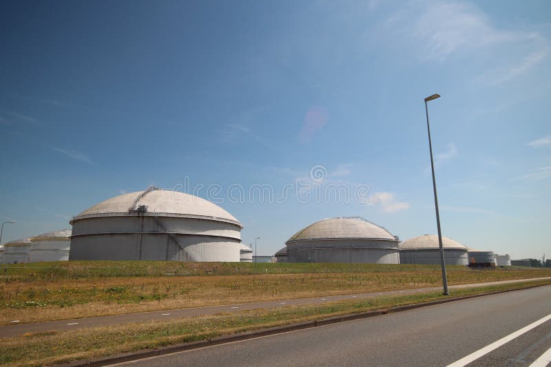 Tanks for Oil Storage in a Row at the Harbor of Rotterdam, the ...