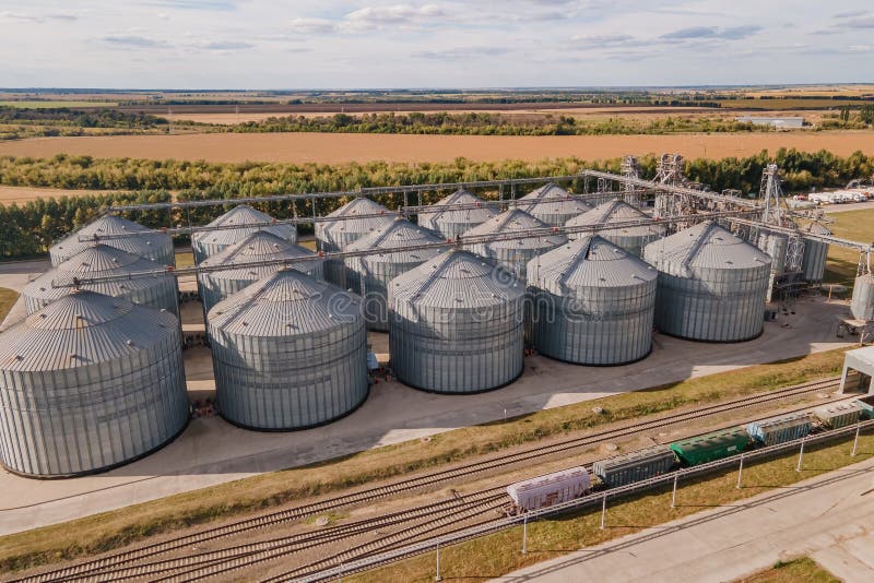 Tanks for Processing and Storage of Wheat Grain Stock Image - Image of ...