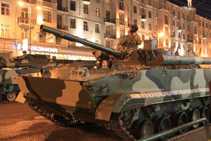 Tanks in the Street of Moscow Editorial Photography - Image of night ...