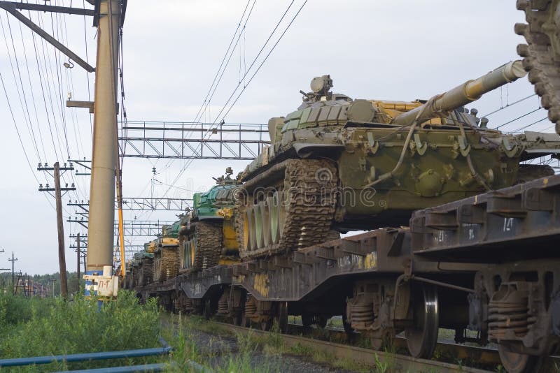 Tanks on train stock photo. Image of armament, equipment - 6022386