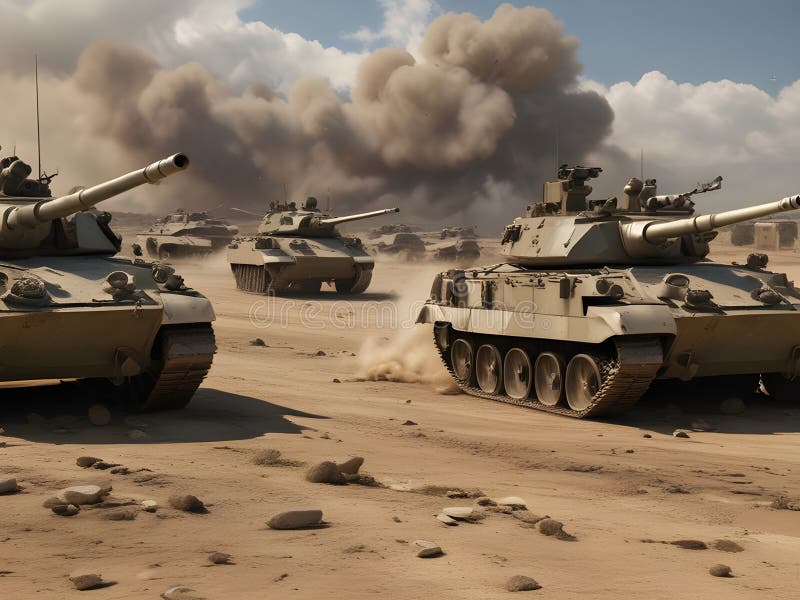 Tanks in War Landscape Illustration Stock Illustration - Illustration ...