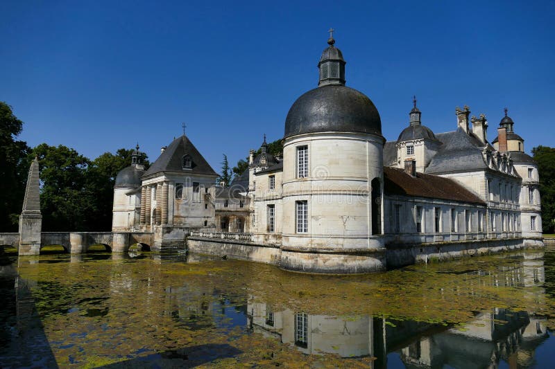 The Tanlay Castle Surrounded by the Moats Stock Image - Image of yonne ...