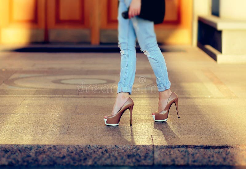 Tanned Female Legs in Heels Stock Image - Image of concept, elegant ...