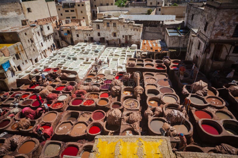 Leather Tanning in Fez - Morocco Editorial Photo - Image of east, royal ...