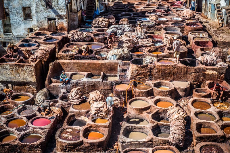 Tanning vats, fez, morocco editorial image. Image of valley - 1722235