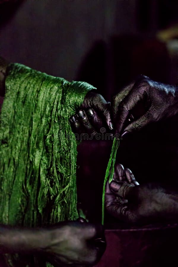 Tannery Applying Green on Wool Stock Image - Image of medina, natural ...
