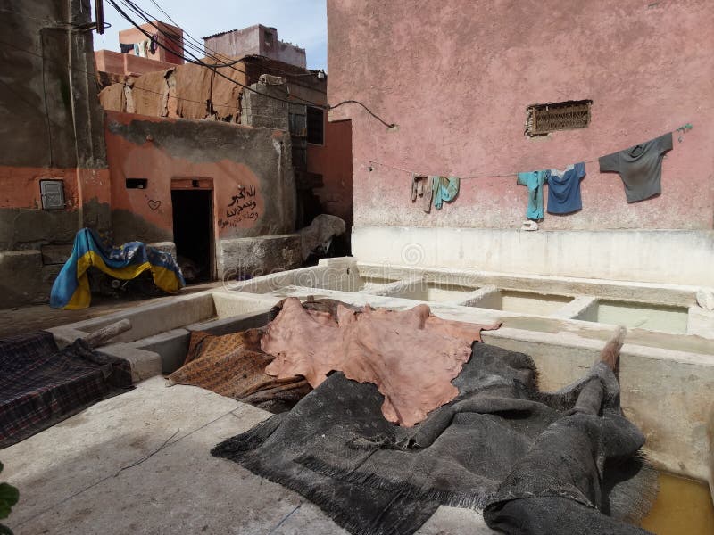 Tannery at Marrakesh, Morocco Editorial Stock Image - Image of orient ...