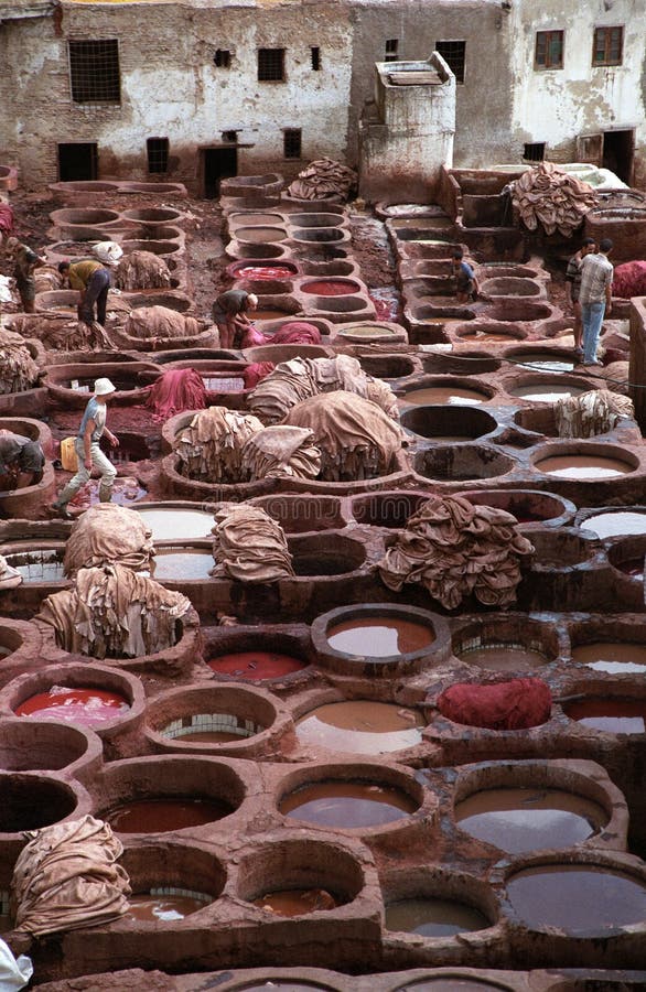 Tanning vats, fez, morocco editorial image. Image of valley - 1722235