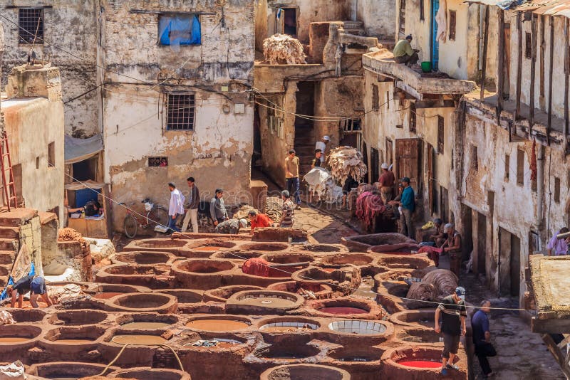 Tannery Workers in Fes Morocco Editorial Stock Photo - Image of african ...
