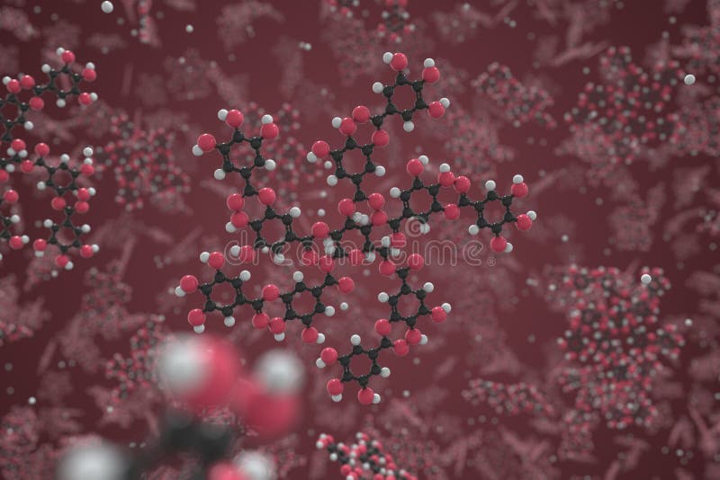 Tannic Acid Molecule, Scientific Molecular Model, 3d Rendering Stock ...