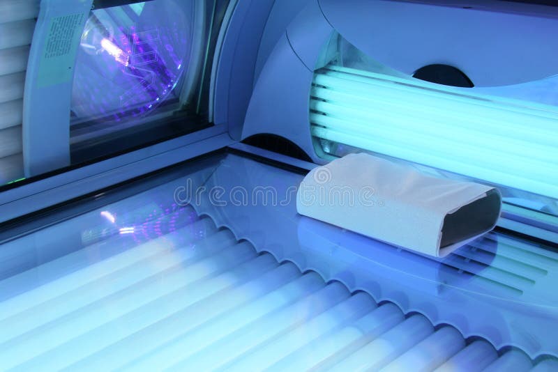 Solarium Empty Tanning Bed in Modern Beauty Salon, View from Inside ...