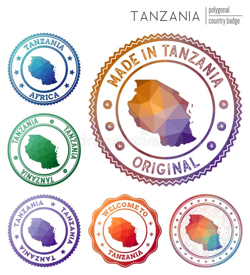 Tansania Farbig Low Poly Country Form. Vektor Abbildung - Illustration ...