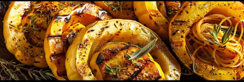 A Tantalizing Blend of Grilled Butternut Acorn and Spaghetti Squash ...