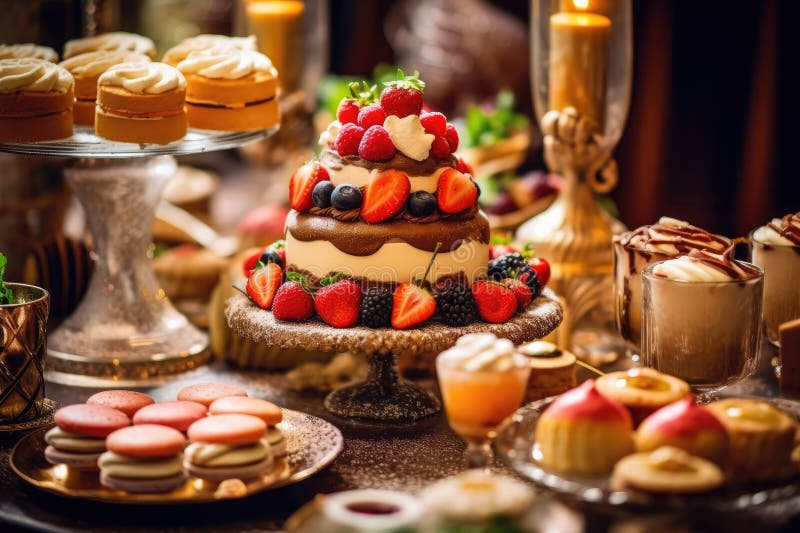 Tantalizing Dessert Buffet stock illustration. Illustration of ...