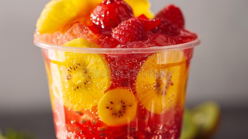 A Tantalizing Red and Yellow Slush with Fresh Fruit Slices Floating ...