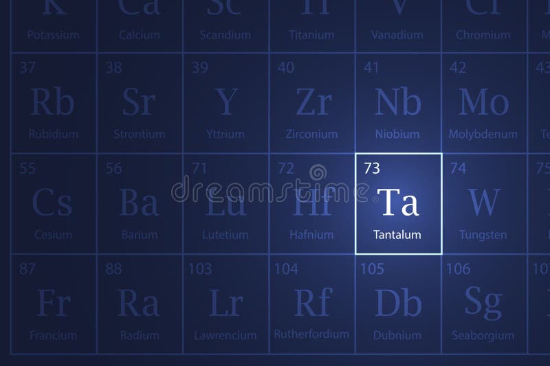 Tantalum Element Glowing in a Dark Periodic Table Stock Illustration ...